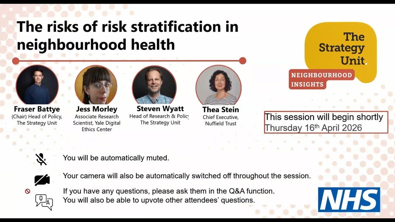 'Neighbourhoods INSIGHTS' Series -The risks of risk stratification in neighbourhood health