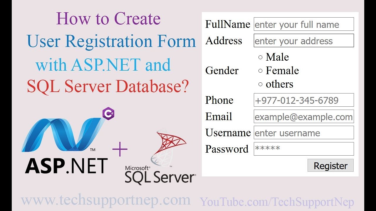 How to create User Registration Form in ASP.NET using SQL Server Database? [With Source Code]