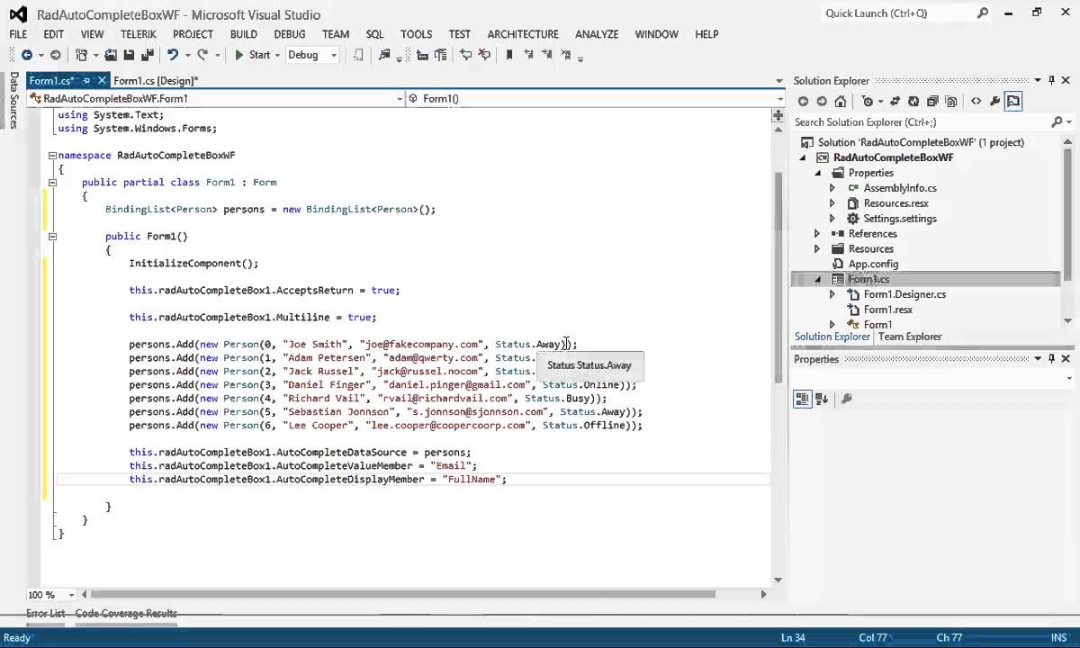 Getting Started with RadAutoCompleteBox for WinForms