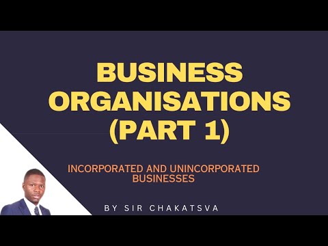 Business organisations ( part 1) | INCORPORATED AND UNINCORPORATED BUSINESS