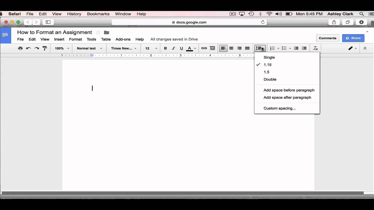 Final Draft Format in Google Docs