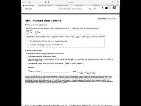 Tutorial How to complete the Disability Tax Credit Form (DTC).