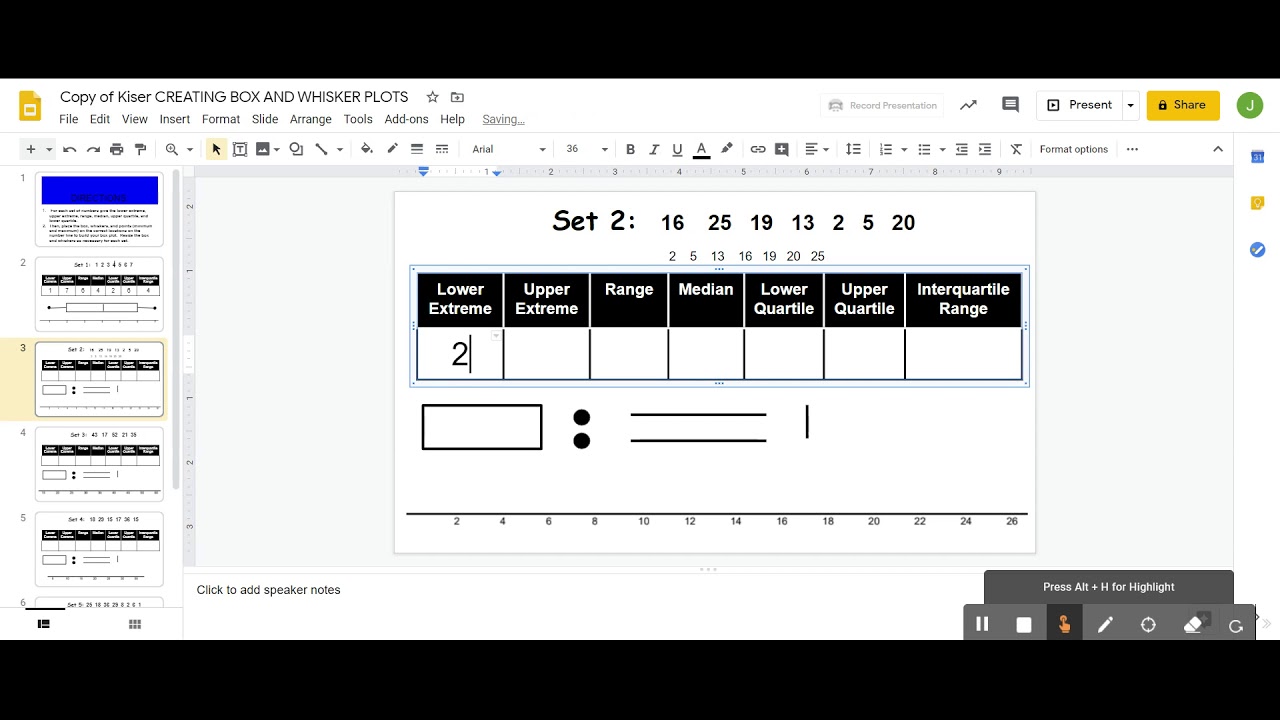 Creating Box Plot Google Slides