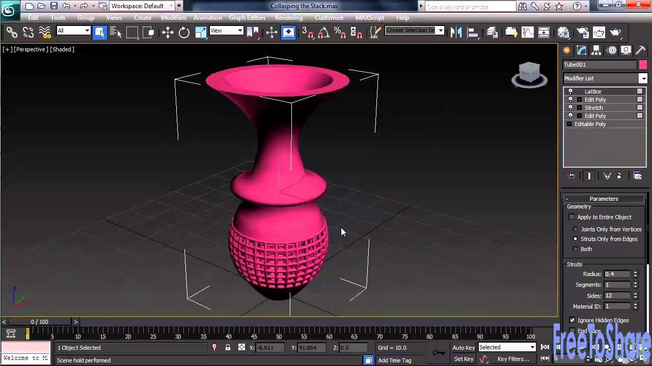 How To Collapse The Modifiers Stack : Tutorial Autodesk 3Ds Max 2013