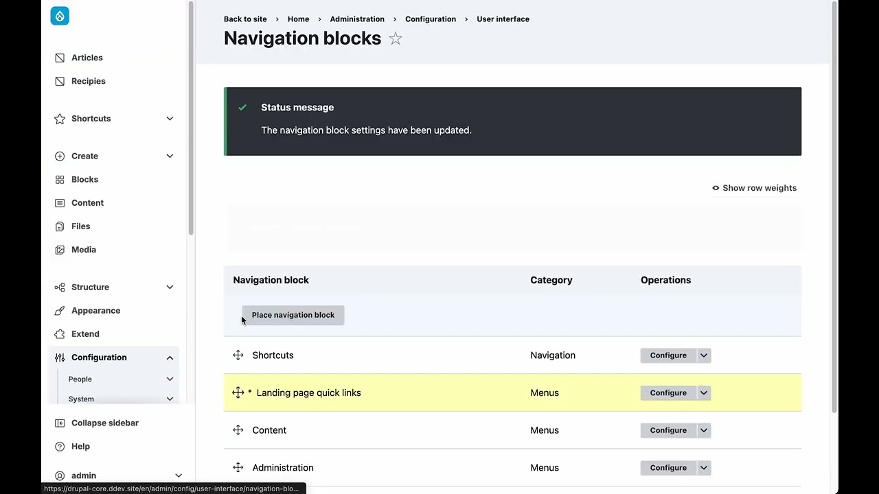 Drupal Navigation Blocks Demo