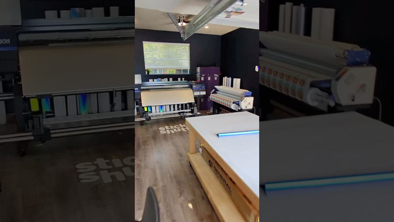 Laminating and cutting 5,000 stickers in 2 minutes #entrepreneur #printshop #stickers