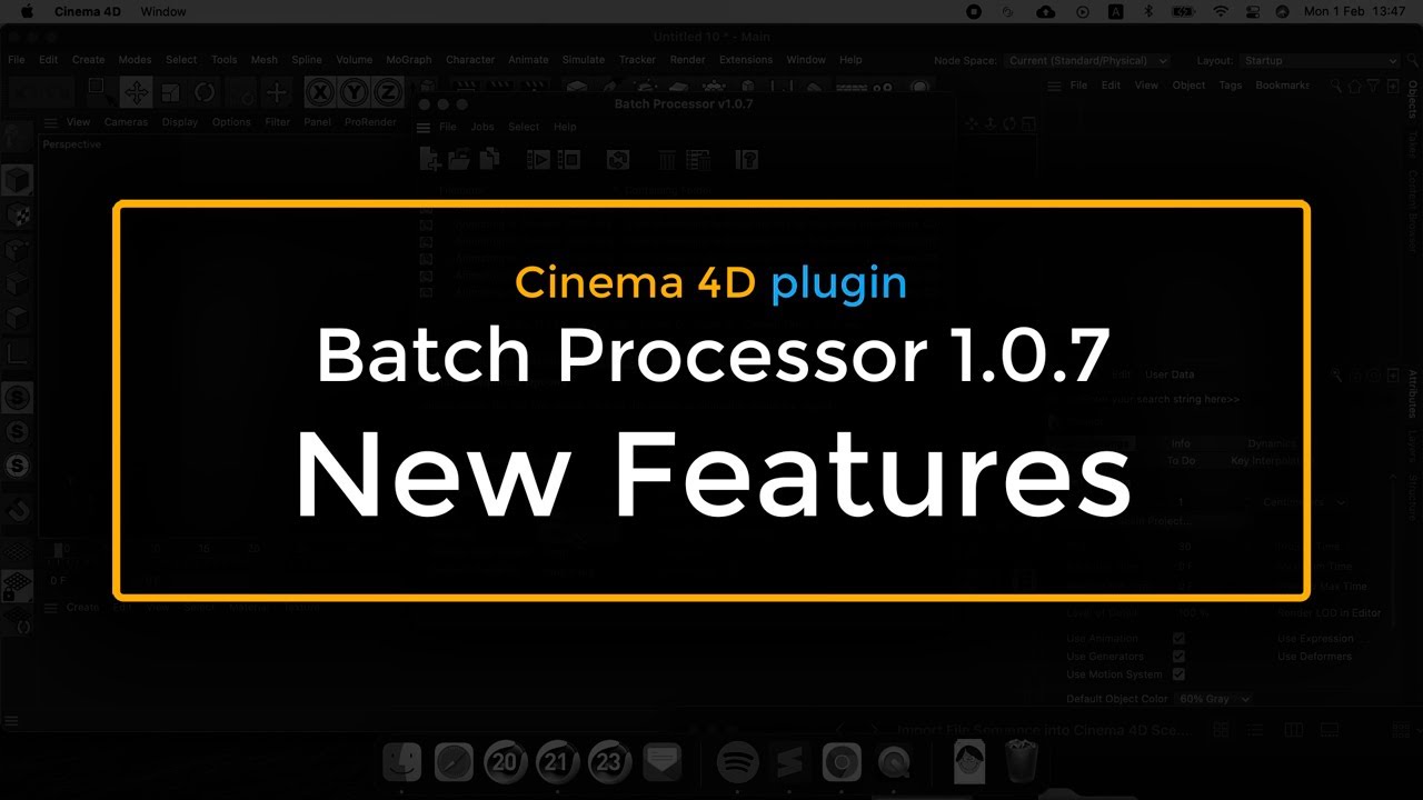 Cinema 4D plugin: Batch Processor. New Features