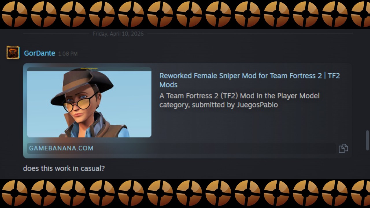 TF2 Reworked Female Sniper Mod Showcase for @GorDanteTF2