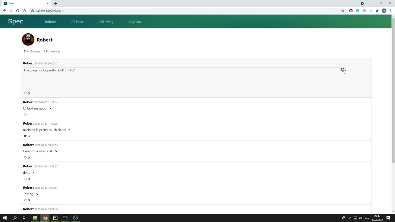 CS50 Web Programming: Project 4 Network