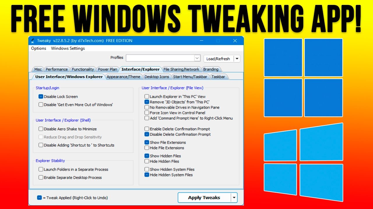 Tweak Your Windows Settings and Configuration with the Free Tweaky Tool