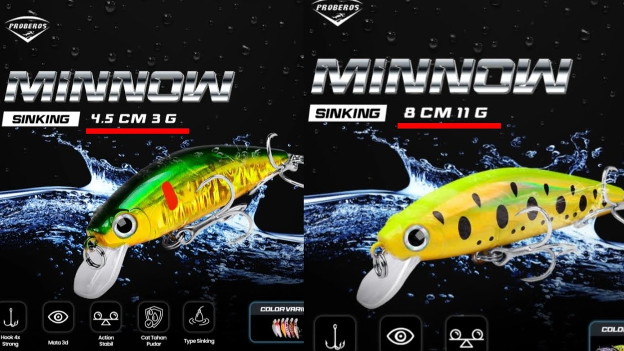 lure minnow proberos‼️ minnow sinking action stabil❗️umpan casting | unboxing