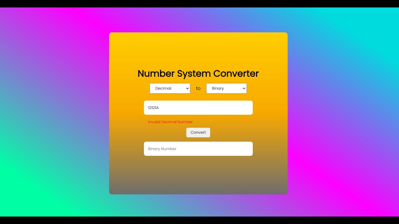Number System Converter In JavaScript With Source Code | Source Code & Projects