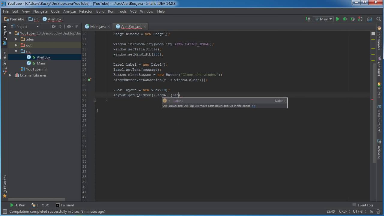 JavaFX Java GUI Tutorial   5   Creating Alert Boxes