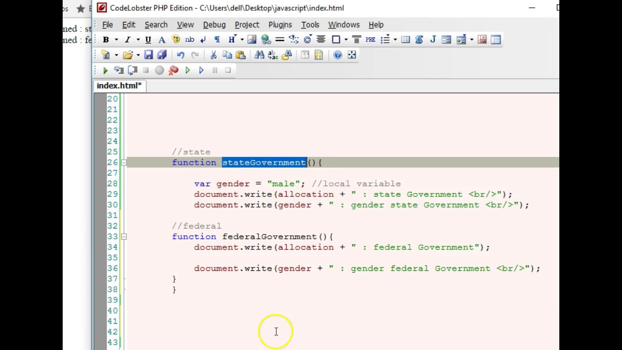 Javascript tutorial - 5 - Variable Scope - global and local