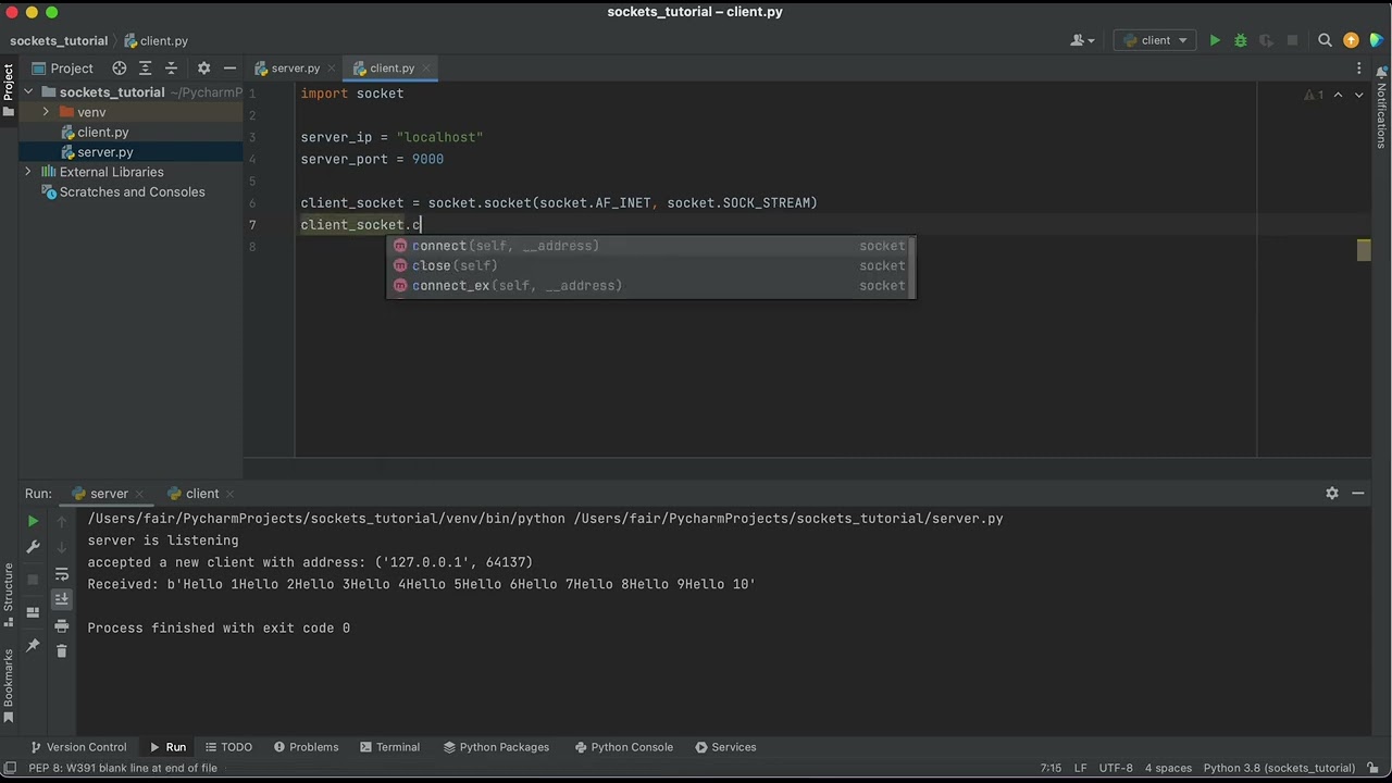 Python TCP Socket tutorial: Server and Client