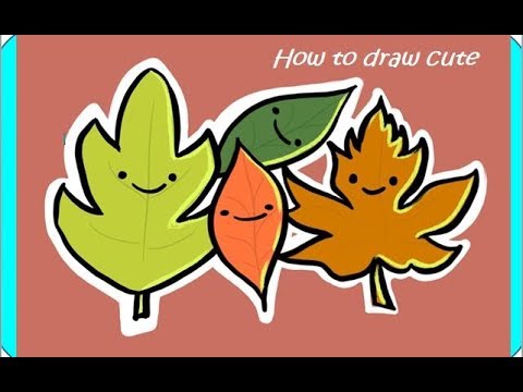 FALL LEAVES drawing cute. Autumn LEAF How to draw ** Coloring Pages