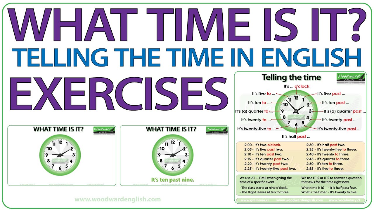 What time is it? Telling the Time in English Exercises | Tell the time with an analogue clock