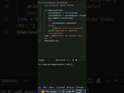 π Build a YouTube Video Downloader in Python! π₯ | #python |#coding