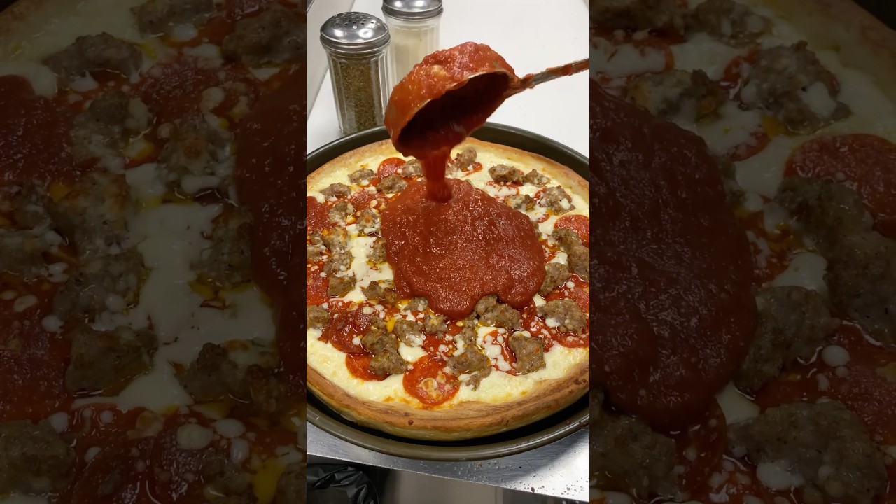 Have you ever had REAL CHICAGO DEEP DISH PIZZA? #pizza #deepdish #foodchallenge