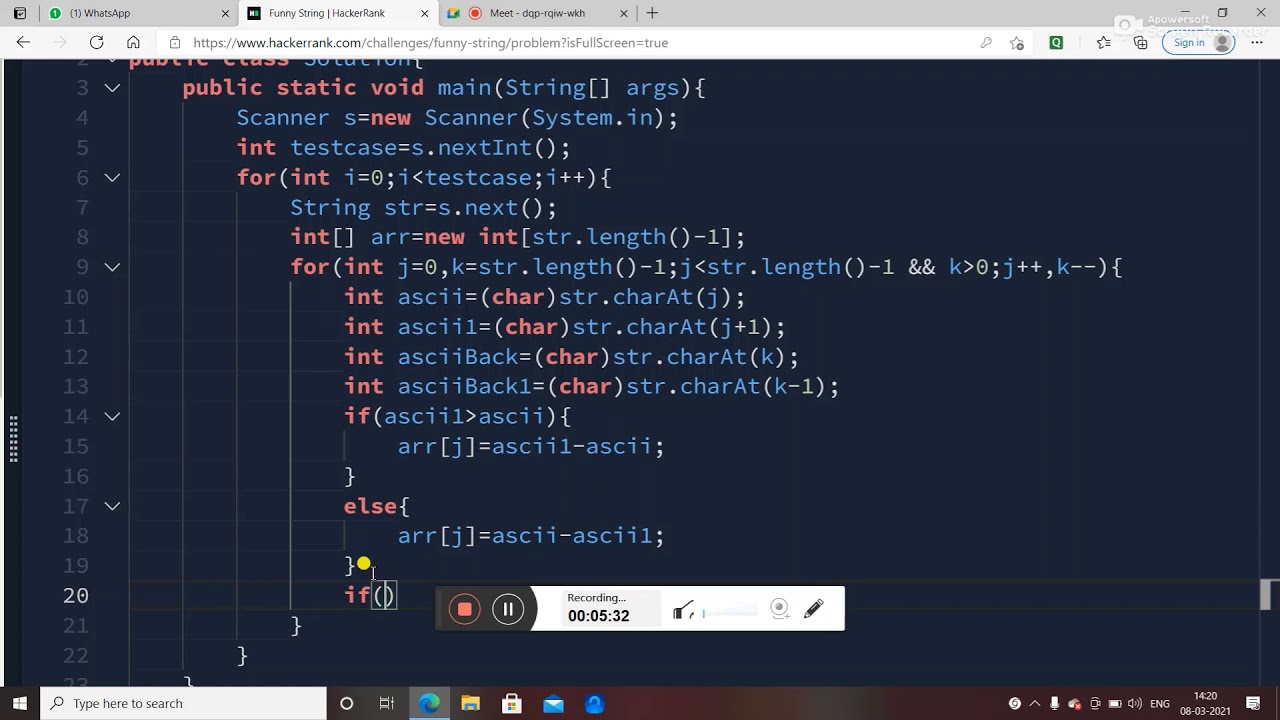 Hackerrank - Funny String || Hackerrank || Strings || java programming language || problem solving