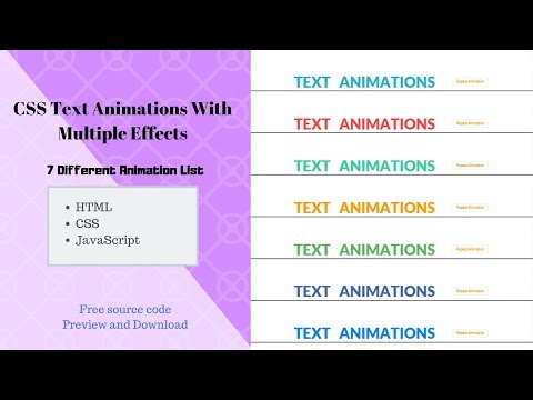 CSS Text Animations With Multiple Effects | 7 Different Animation List