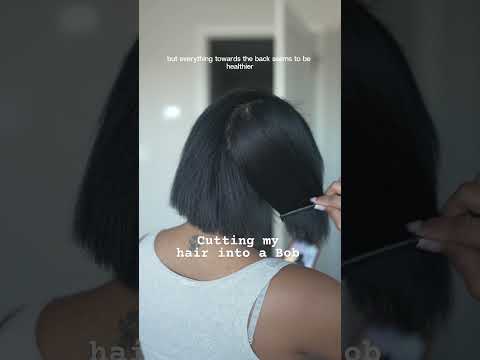Cutting my hair into a bob by myself #haircutathome #blackhairtransformation #diyhaircut