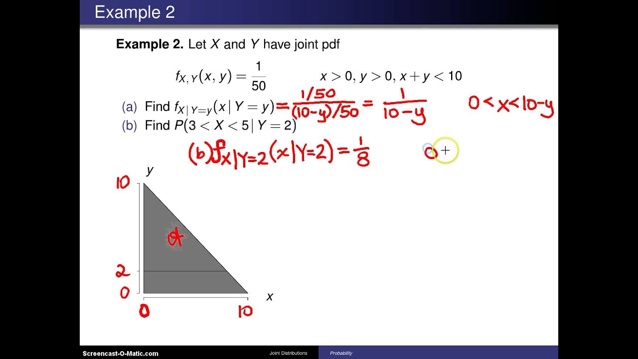 Bivariate distributions; conditional distributions -- Example 2