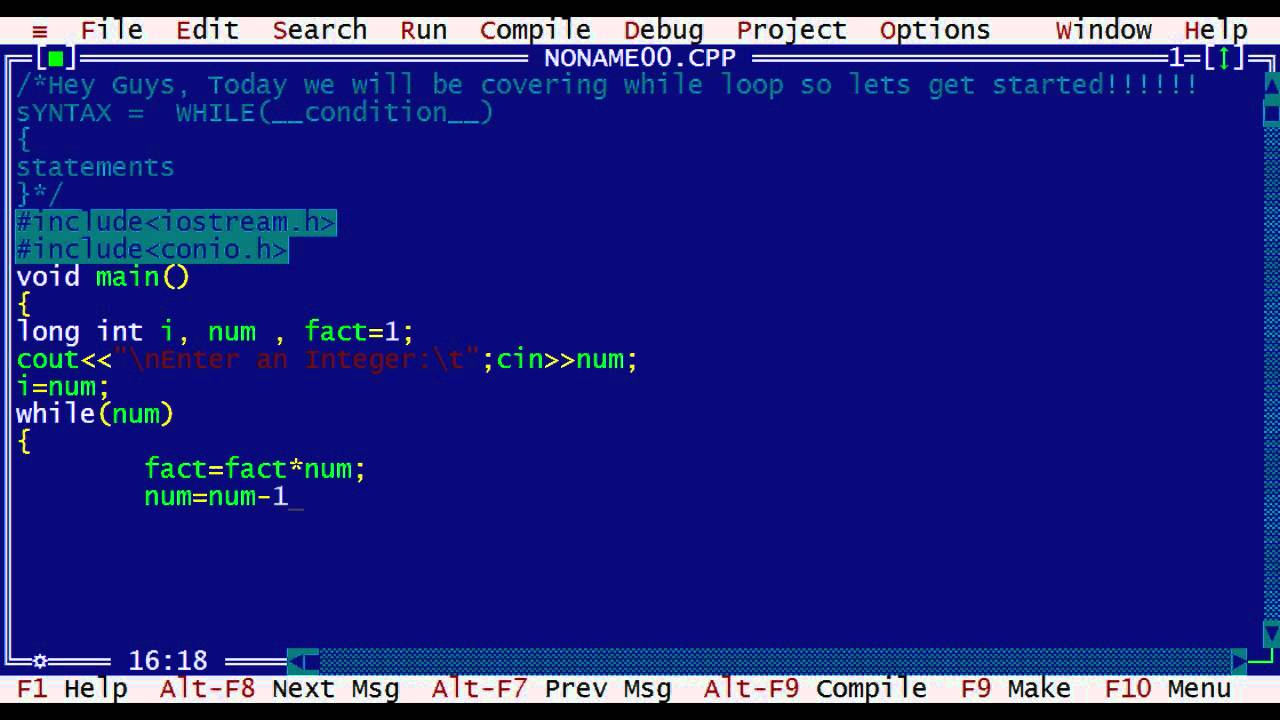 Turbo C++ Tutorial - While Loop (HD)