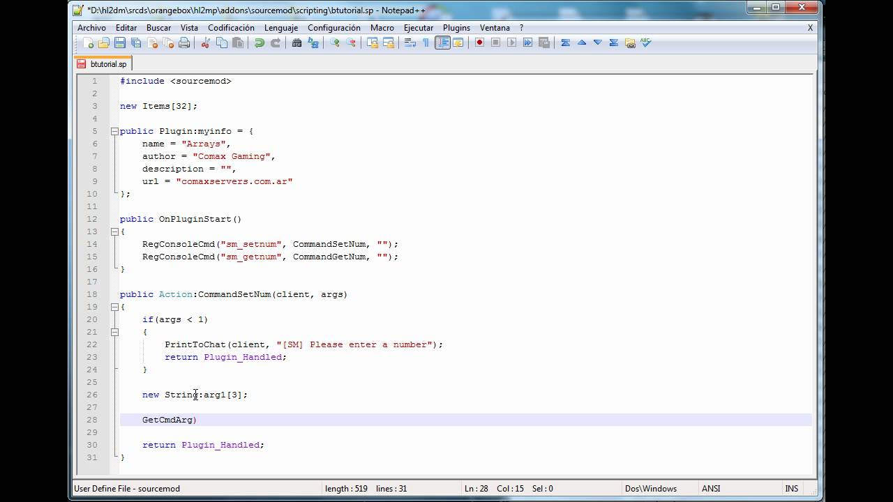SourceMod Coding Tutorial - 3 - Arrays (Single Dimension).