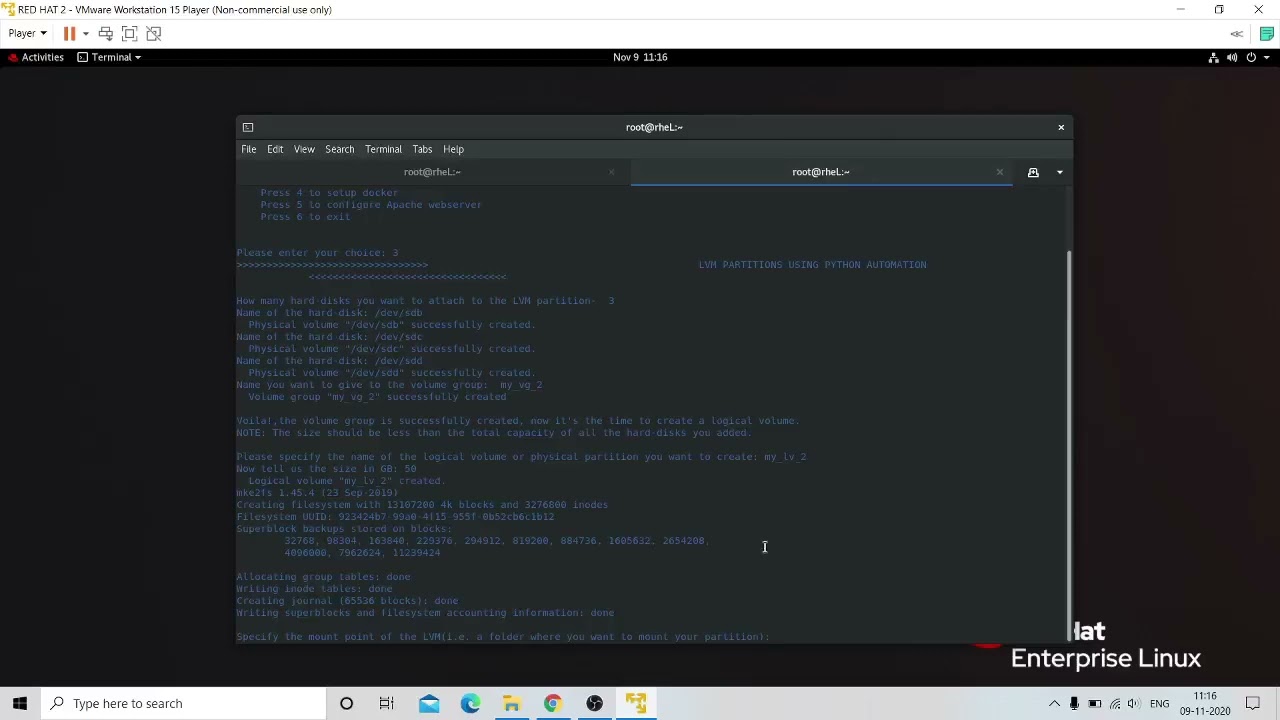 Automating LVM Partition using Python-Script.
