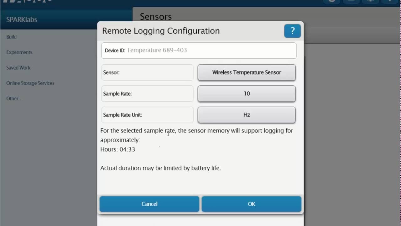 Remotely Log Data with a Wireless Sensor (SPARKvue 2)