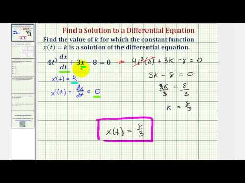 Ex: Find a Constant Function Solution to a Differential Equation | Math Help from Arithmetic ...