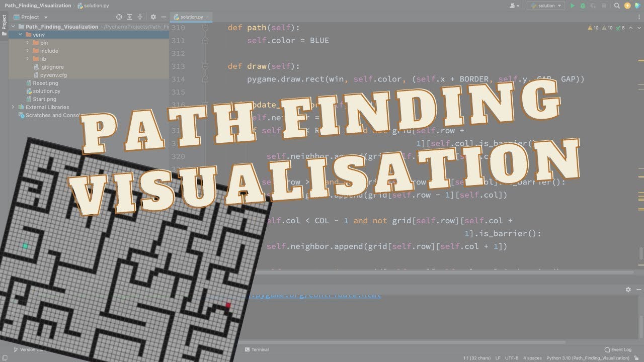 Pathfinding Visualisation With Pygame - Minh Dev