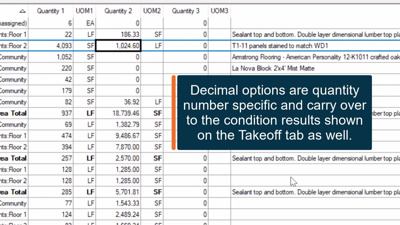 On-Screen Takeoff - How to Use the Summary Tab