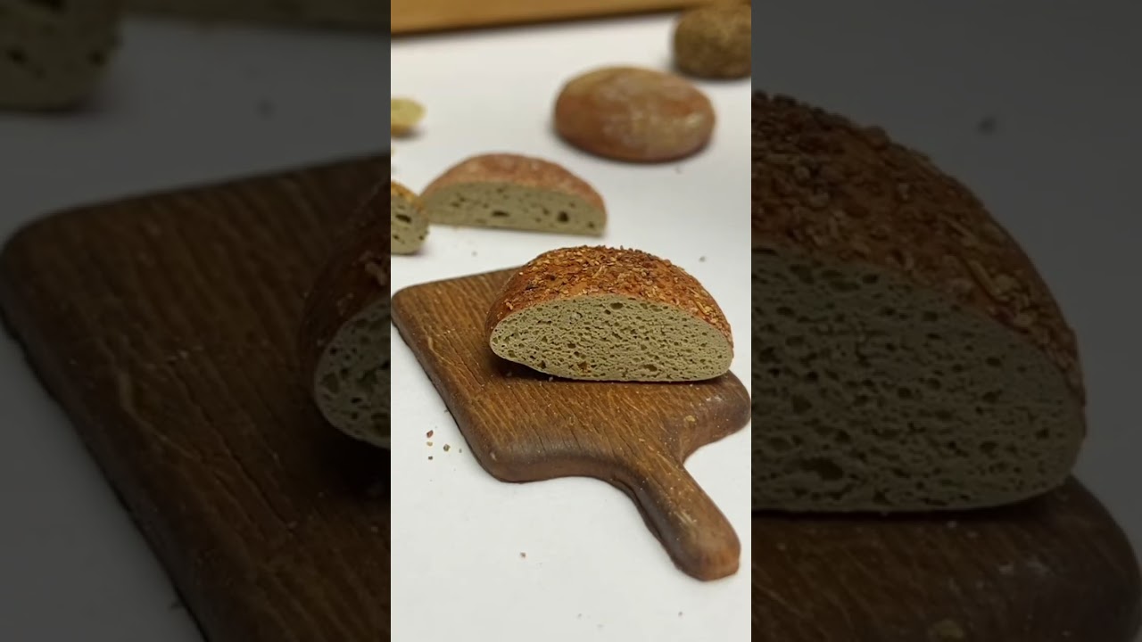 Miniature Brown Porous Bread from Polymer Clay | Tiny Realistic Bread Art Process