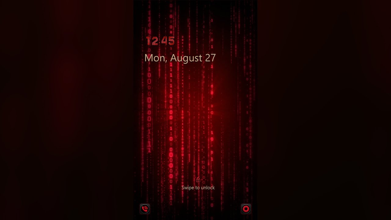 Galaxy Premium Theme - Red Binary Code Animated Lockscreen