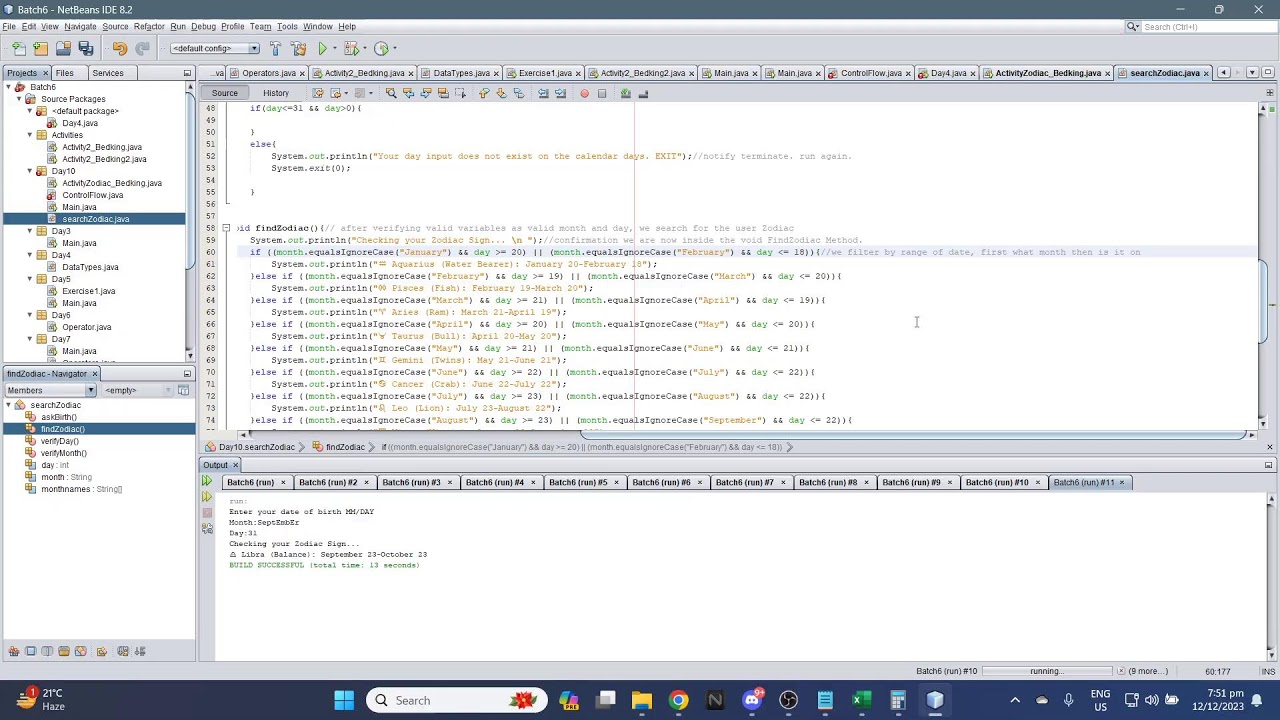 JAVA PROGRAMMING TESDA DAY 10- ACTIVITY