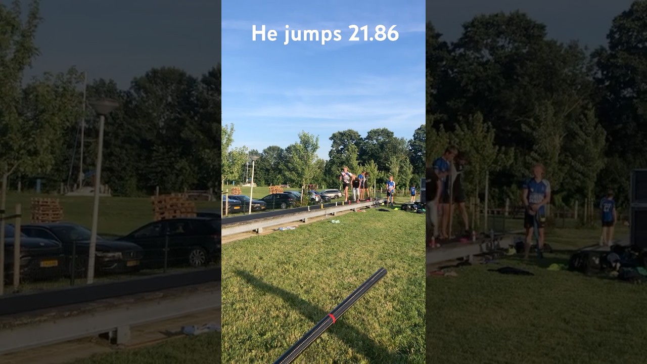 21.86 Germ almost jumped A record again 🤯 #fy #fierljeppen #sports #viralshorts