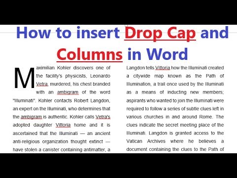 How to insert Drop Cap, Columns and Page Layout in MS Word