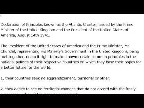 Atlantic Charter in 1941 by Roosevelt and Churchill