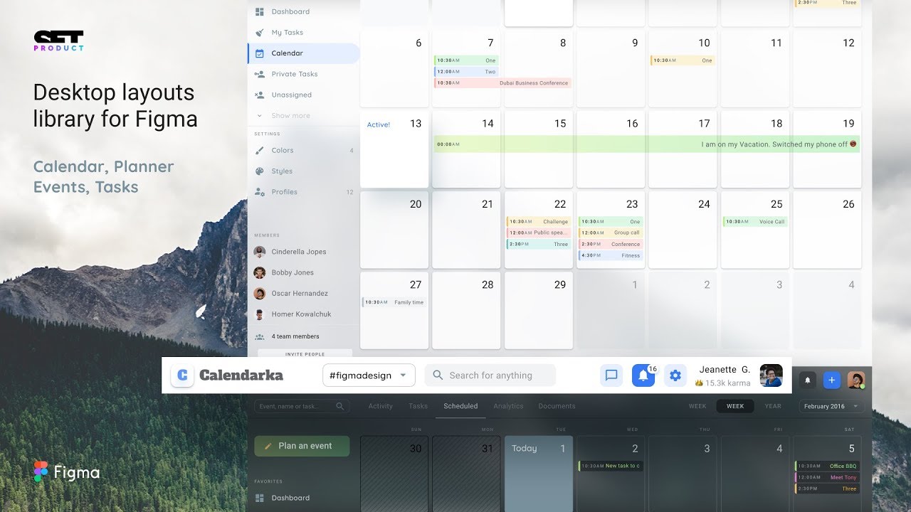 Prototyping for desktop apps. Calendar, planner, timetable layout. Fits for schedule and CRM