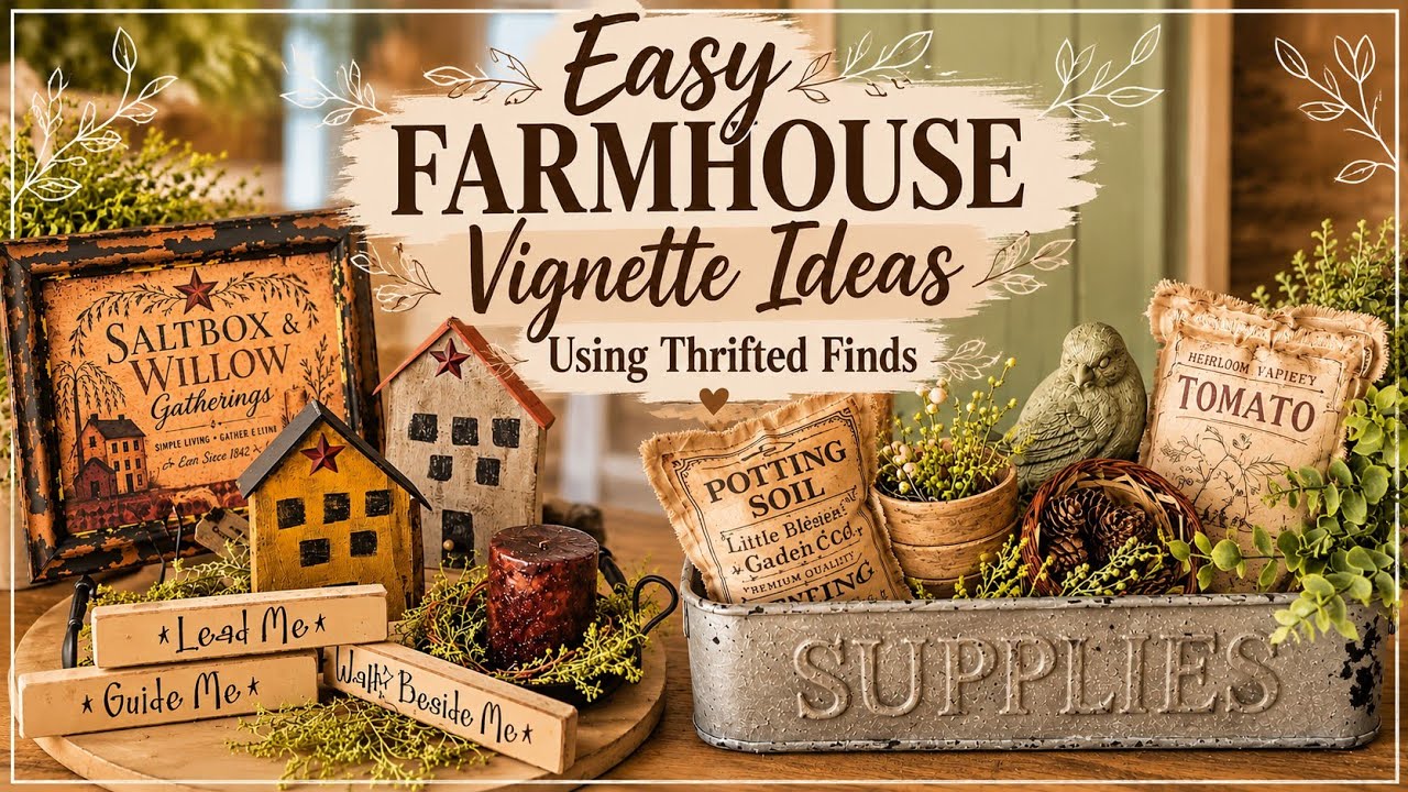 Easy Farmhouse Vignette Ideas Using Thrifted Finds 