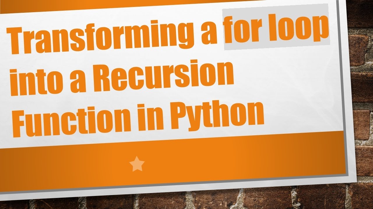 Transforming a for loop into a Recursion Function in Python