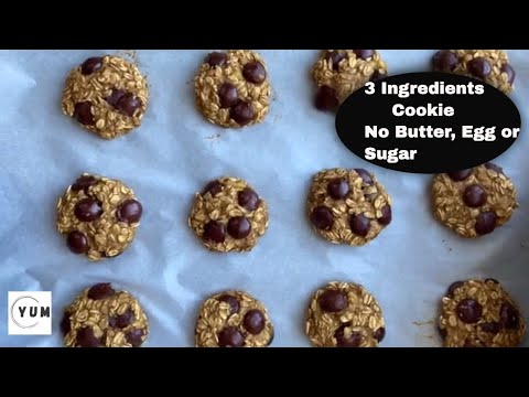 Healthy 3 Ingredients Oats Banana Chocolate Chips Breakfast Cookies