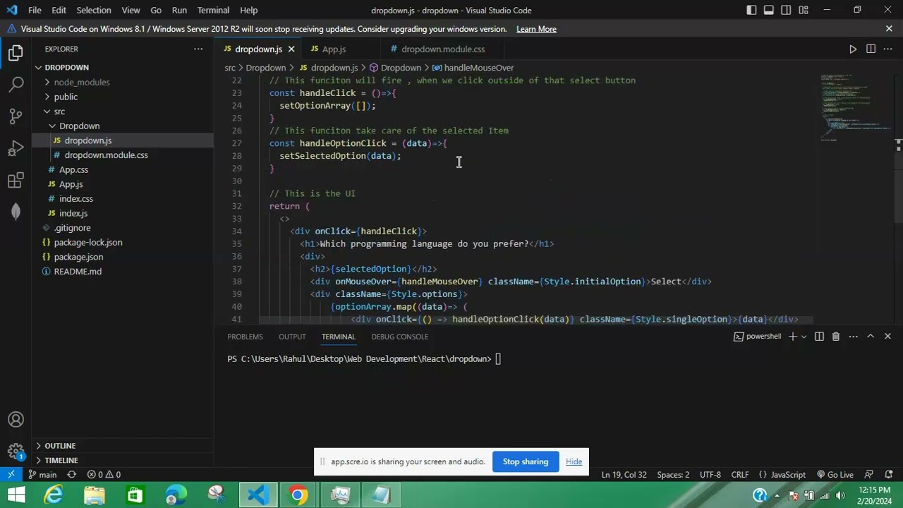 DropDown || Coding Ninja || React Skill Test 1