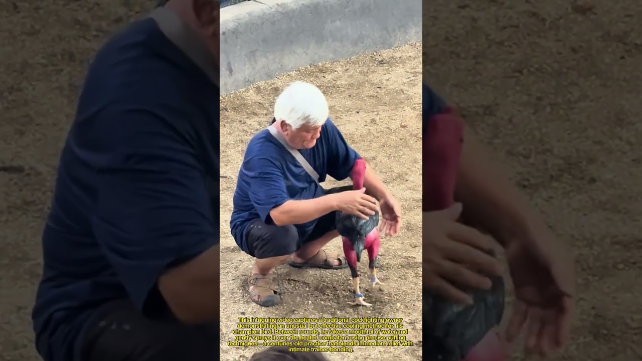 🐓 Cool Down Trick! Owner Mouth-Sprays Fighting Cock