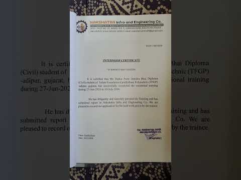 Internship certificate format #youtubeshorts #viralvideo #civilengineering
