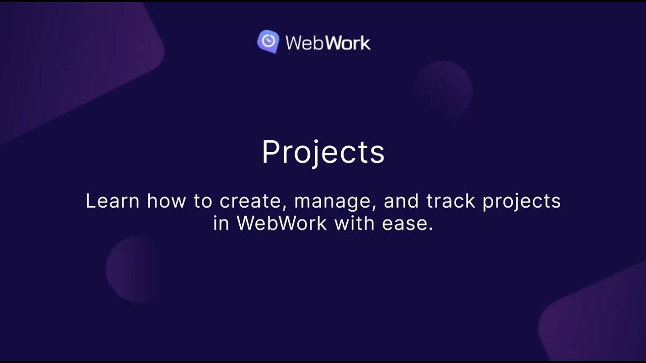 How to create and manage Projects in WebWork?