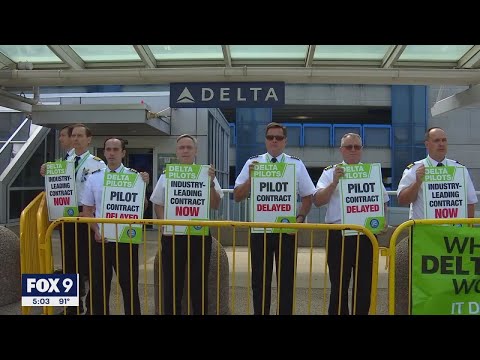 Delta pilots picket at MSP Airport as busy travel weekend approaches | FOX 9 KMSP