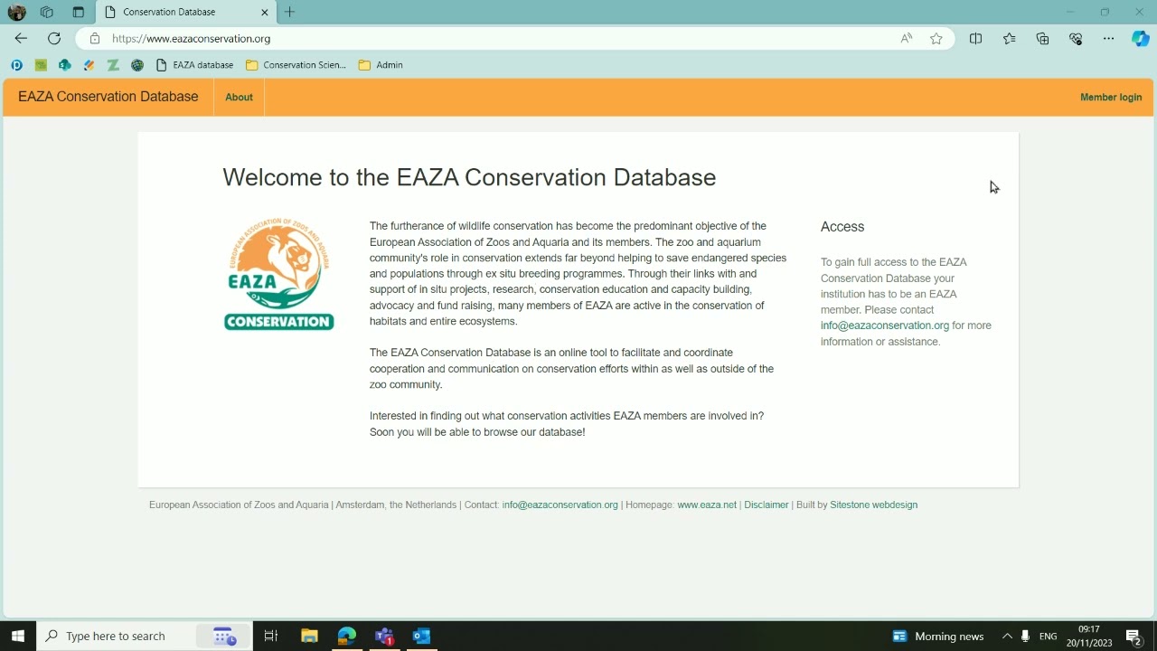Accessing and Navigating the EAZA Conservation Database
